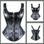 Women‘s Black Waist Training Corset Steampunk Gothic Basque Bustier ...
