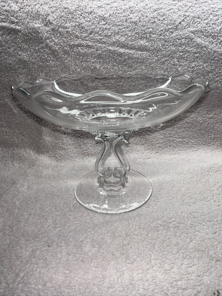 Vintage Crystal Compote Etched Glass with Heart Shaped Foot and ...