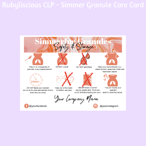 Simmer Granules Care Cards - Personalised | eBay