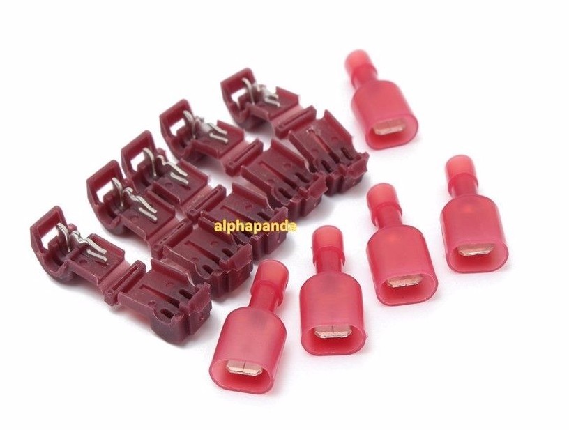 50pc Insulated 22-18 AWG T-Taps Quick Splice Wire Terminal Connectors ...
