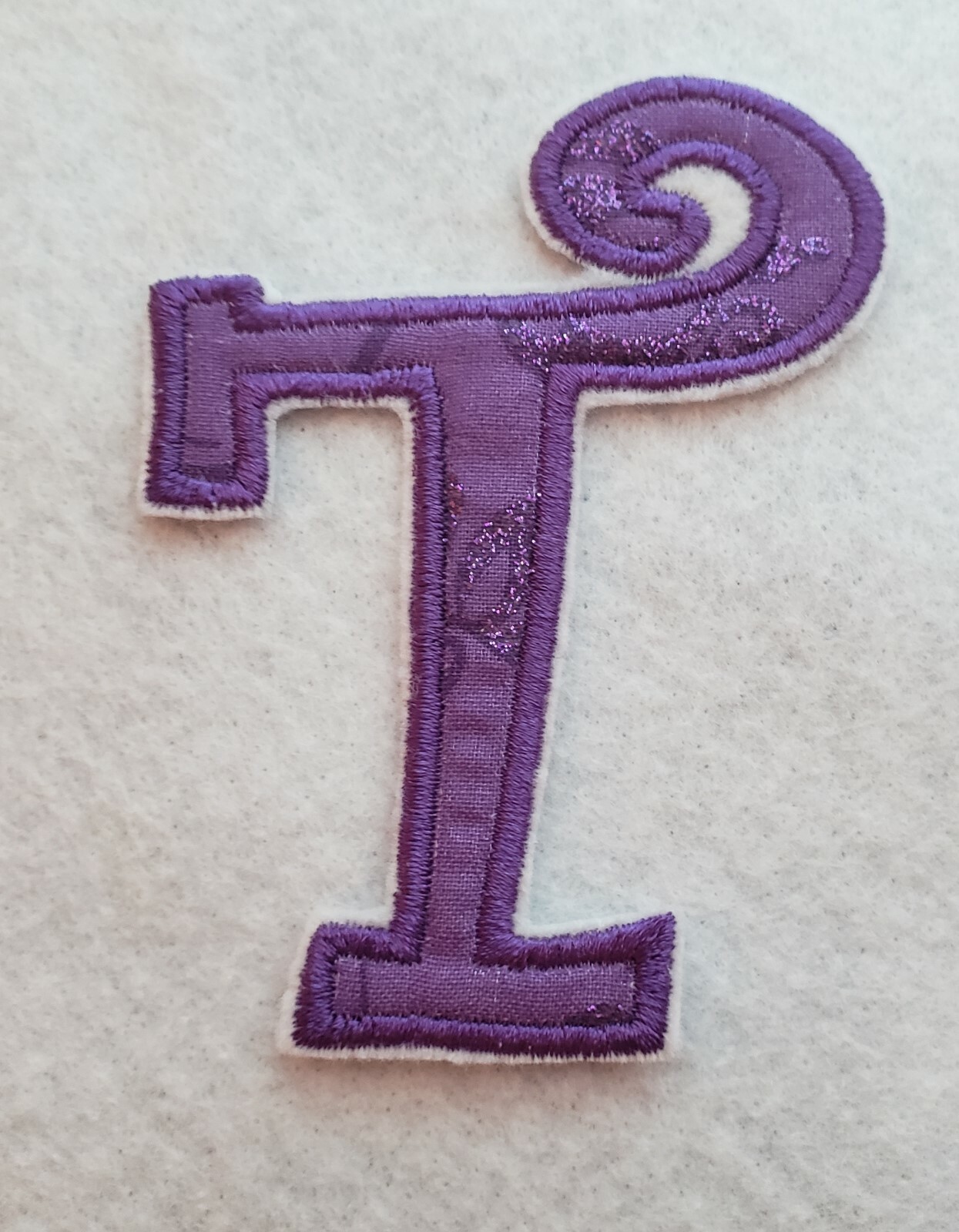 Purple Monogrammed Letter T 3 3/4 inch Iron on Embroidered Applique ...