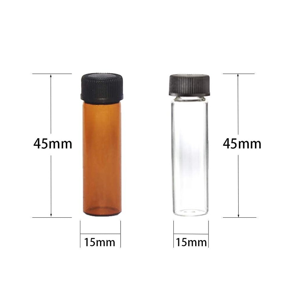 100pcs 4ml Glass Vials Amber/Clear Vials with Caps Small Lab Vials ...