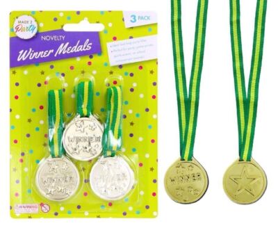 3x Olympic Gold Medals Children Kids Plastic Winner Costume Party Toys ...