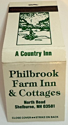 FULL UNSTRUCK VINTAGE Matchbook Philbrook Farm Inn & Cottages Shelburne ...