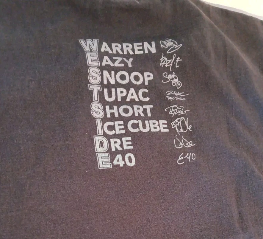 West Side Hip Hop Rap Signatures Snoop Tupac Ice Cube T-Shirt - Black ...