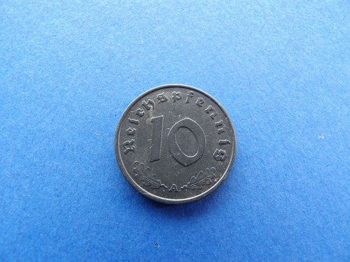 Germany 1944 A 10 pfennig Coin Rare WWII Eagle Reichspfennig zinc ...