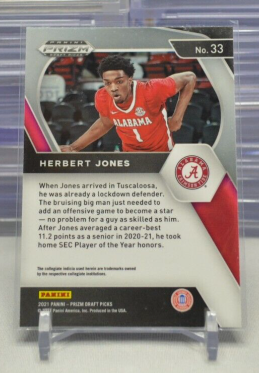 Herbert Jones 2021 Panini Prizm Draft Picks Rookie RC #33 Alabama 4-B ...