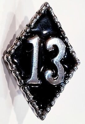 Biker Lucky Number 13 Motorcycle Pin w/bike chain edge, Stainless, 30mm ...