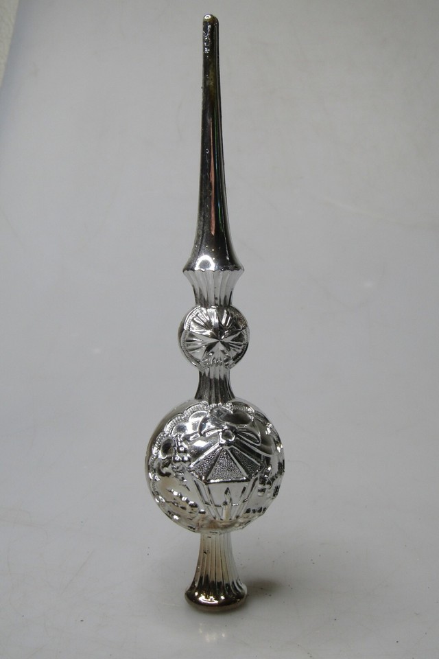 Vintage Hard Plastic 8" Embossed Silver TREE TOPPER Christmas Ornament ...