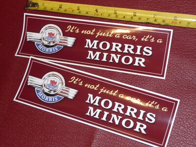 2 x Morris Minor Original Design Classic Car Vinyl Stickers Burgundy ...