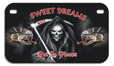 Grim Reaper Snakes Motorcycle Size License Plate Personalize Name-Text ...