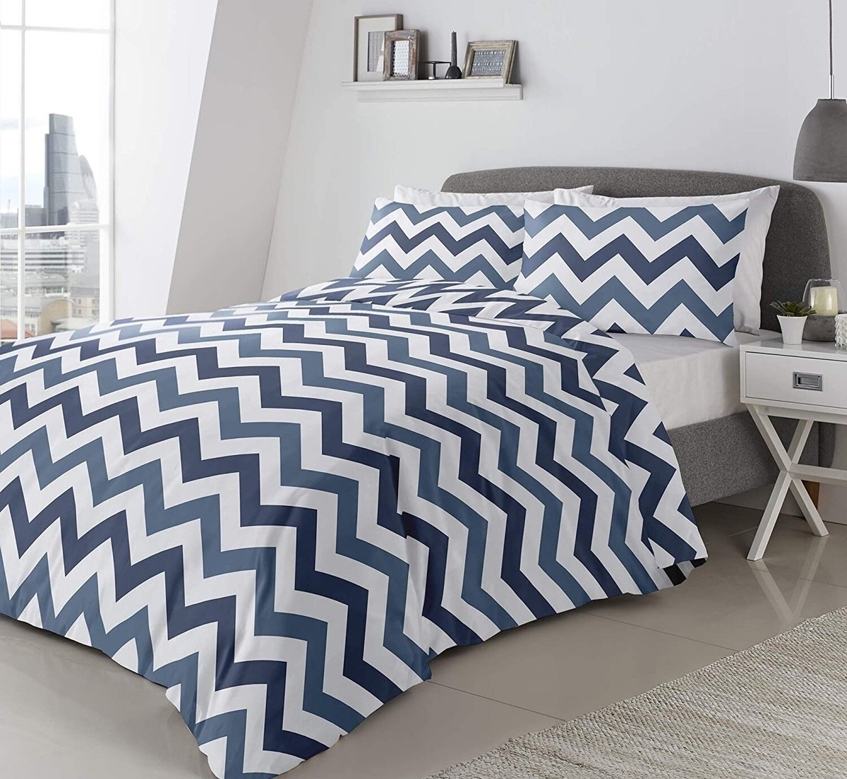 Grey And White Chevron Bedding Bedding | Luxurious Geometric Jacquard