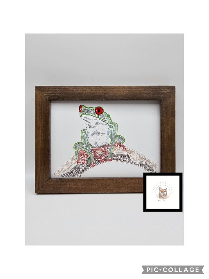 Sticky Tree Frog Line Art Drawing 5x7 Giclee Fine Art Print Sarah ...