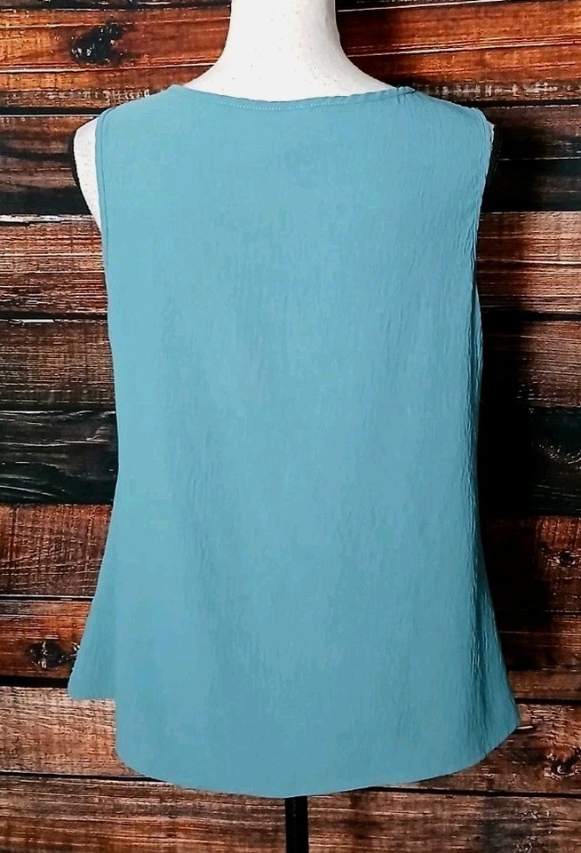 Blooming Jelly Two Piece Top Set Size M Textured Teal Pleated Tank ...
