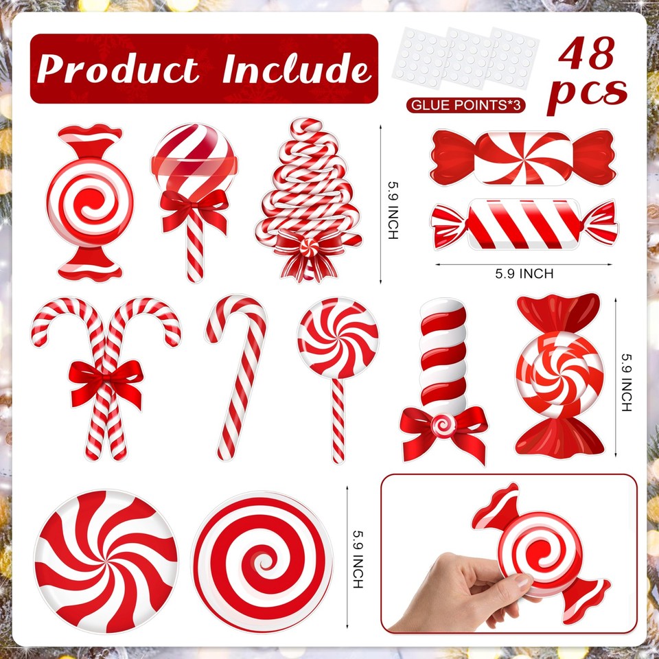 Winter Peppermint Candy Cane Cutouts Christmas Bulletin Board ...