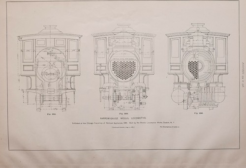 1886 RAILWAY LOCOMOTIVE PRINT NARROW GAUGE MOGUL ENGINE BROOKS WORKS ...