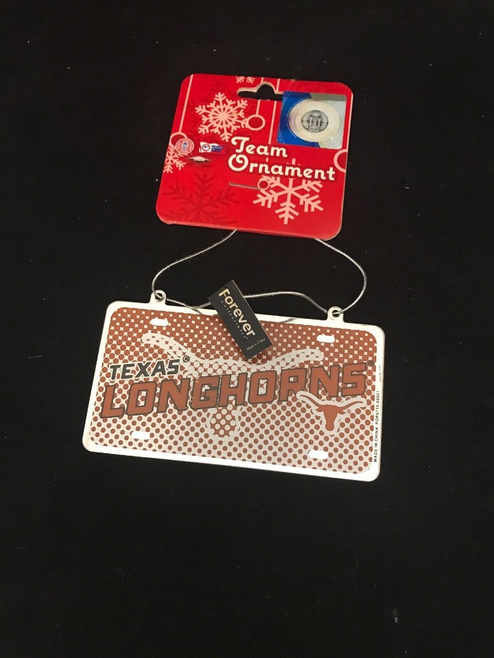 Texas Longhorns Metal License Plate Christmas Tree Holiday Ornament New ...
