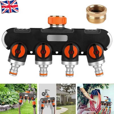4 Way Tap Connector Garden Manifold Hose Pipe Splitter Adapter Water ...