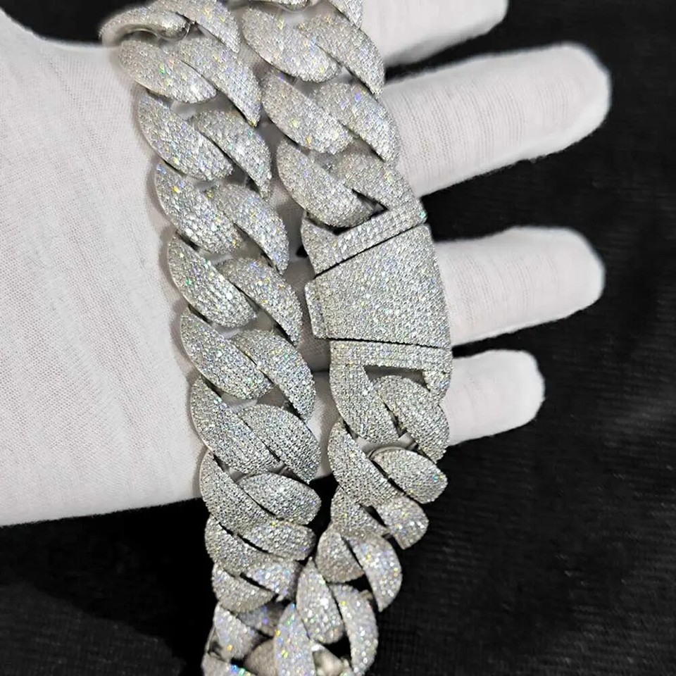 22mm Diamond Chain Men Bling Rapper Hip Hop Thick Cuban Link Necklace ...