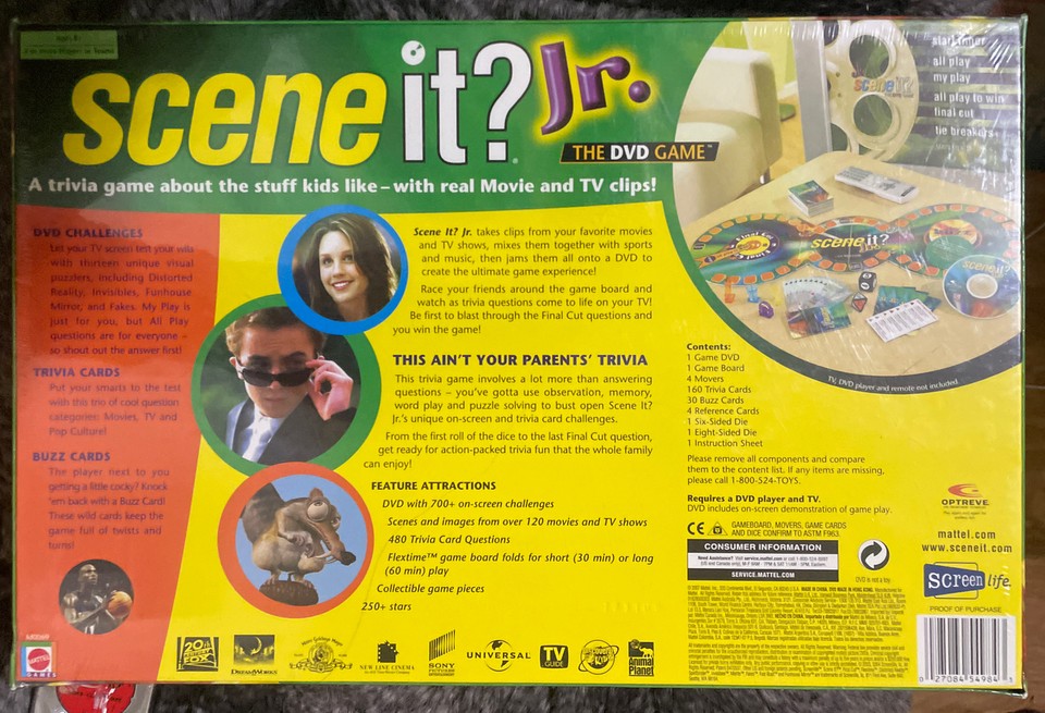 Scene It? Jr Movie Music TV & Sports Trivia DVD Board Game 2007 Version ...