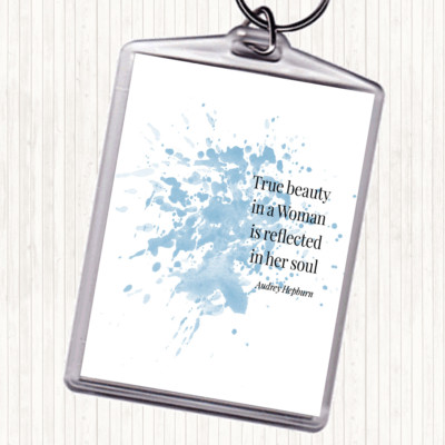 Blue White Audrey Hepburn True Beauty Quote Keyring | eBay UK