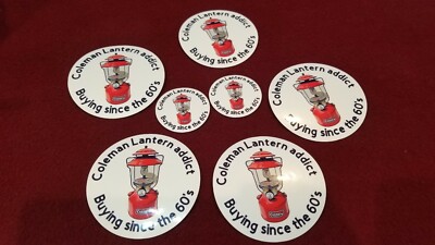 Coleman Lantern addict Stickers. Buying since the 60's. 7pcs. | eBay