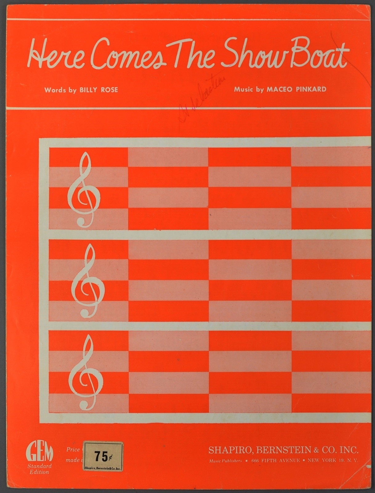 1954 HERE COMES THE SHOW BOAT Sheet Music BILLY ROSE AND MACEO PINKARD ...