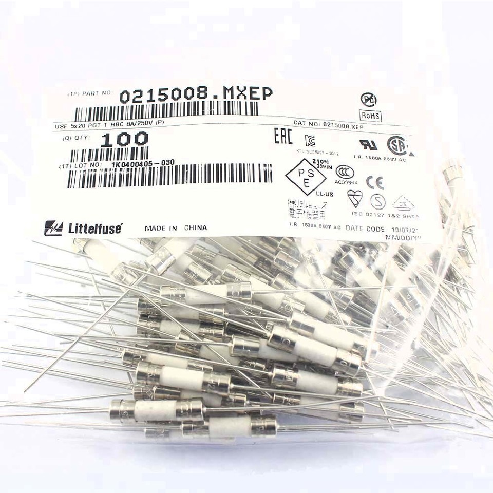 5pcs Ceramic Fuse Slow Blow 5x20mm Axial 250V T 2A 3.15A 5A 6.3A 8A 10A ...