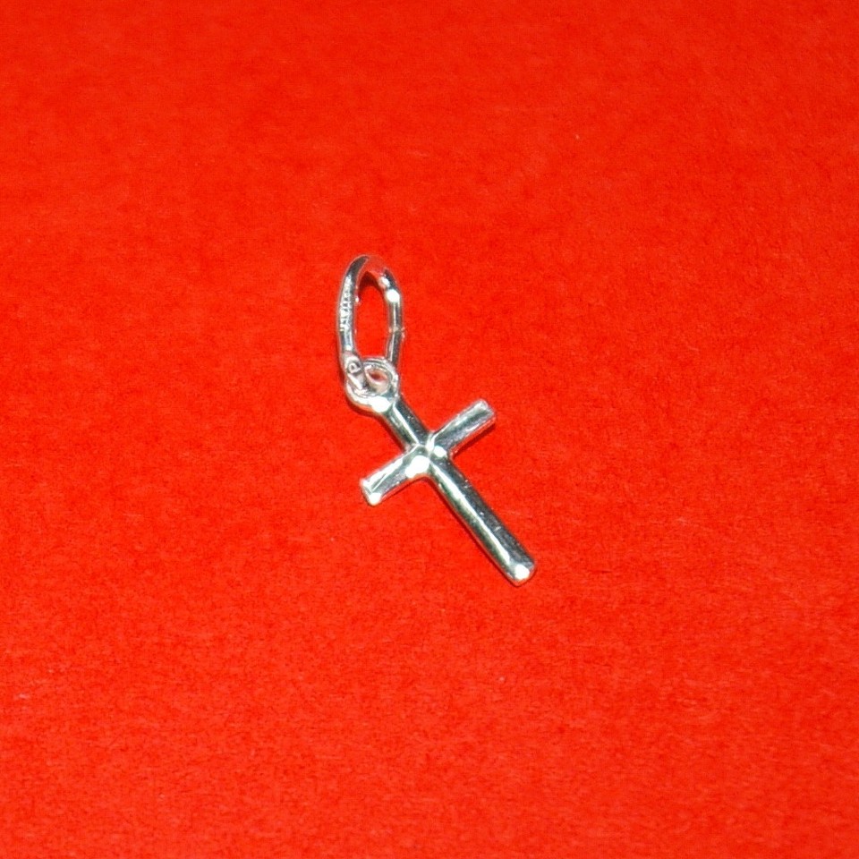 Real Solid 925 Sterling Silver Very Small 13mm CROSS Charm Pendant ...
