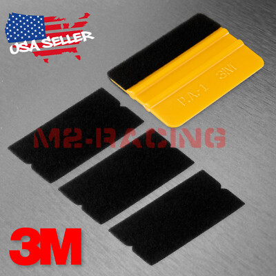 3M Gold Squeegee Applicator Tool Felt Edge Decal Tips x3 Vinyl Wrap DIY ...