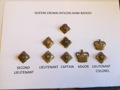 A SET OF QUEENS CROWN OFFICERS BRASS RANK BADGES BRITISH ARMY. | eBay UK