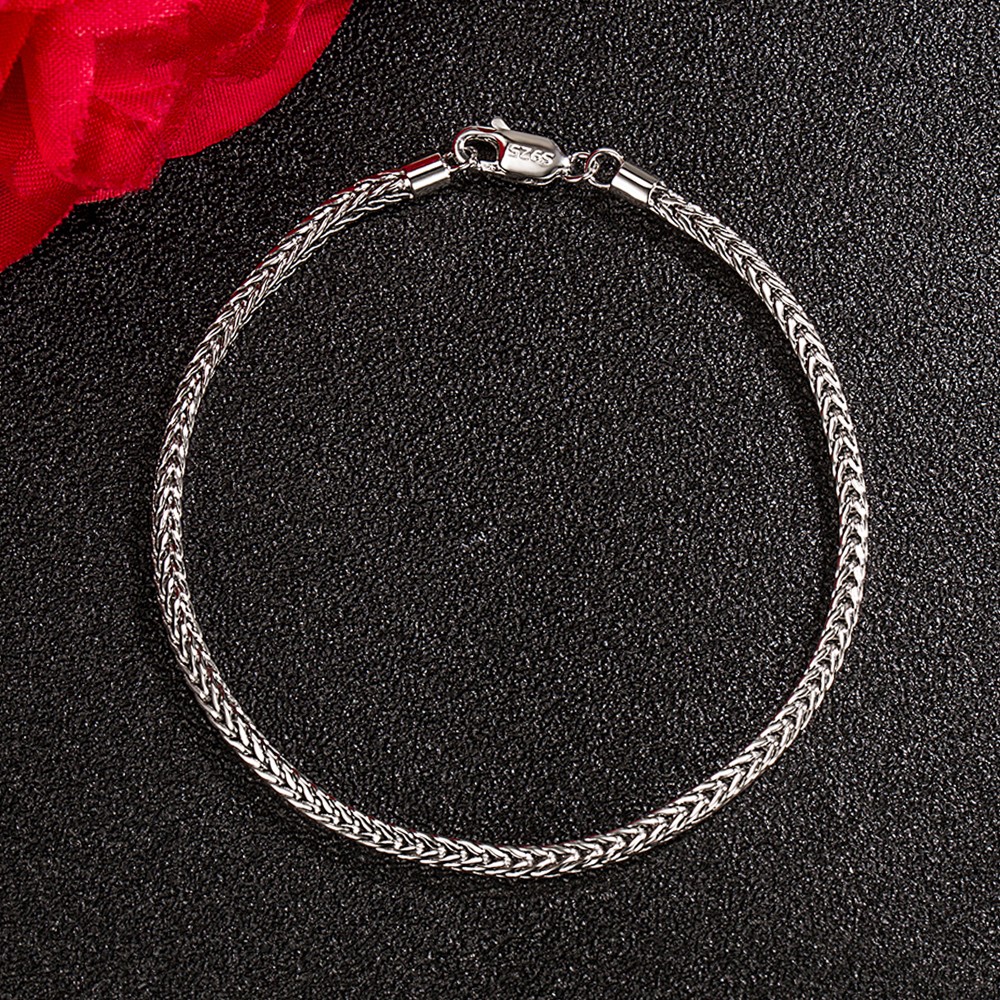 Silver Italian Style Foxtail Chain Bracelet 925 Sterling Silver Women's ...