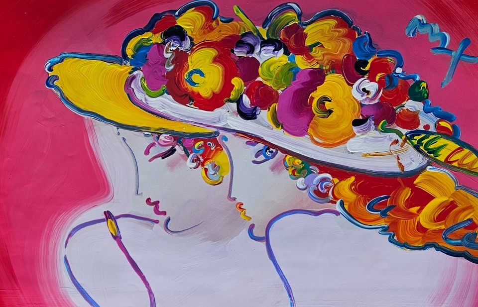 PETER MAX Friends Unique Original Painting Hand signed framed Large ...
