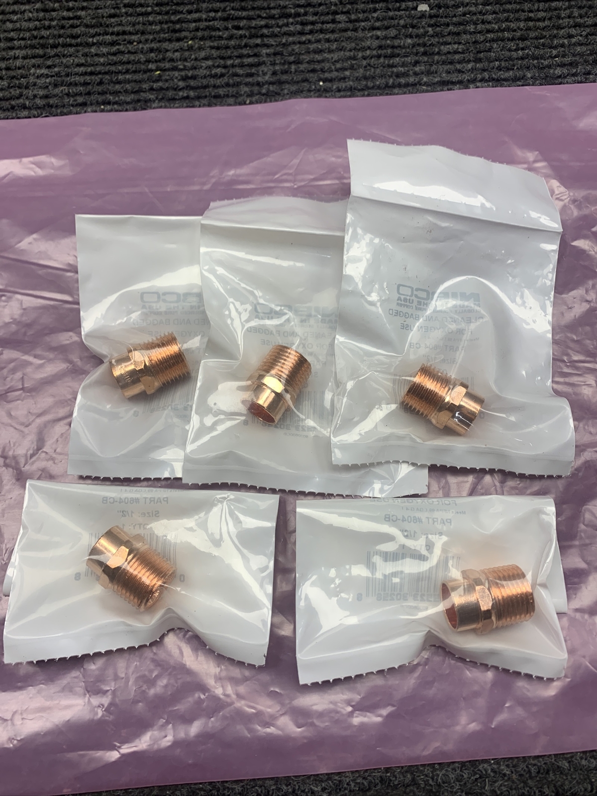 Lot of 5 Nibco 604-CB Tube Adapter Copper 1/2 In" Cleaned and Bagged | eBay