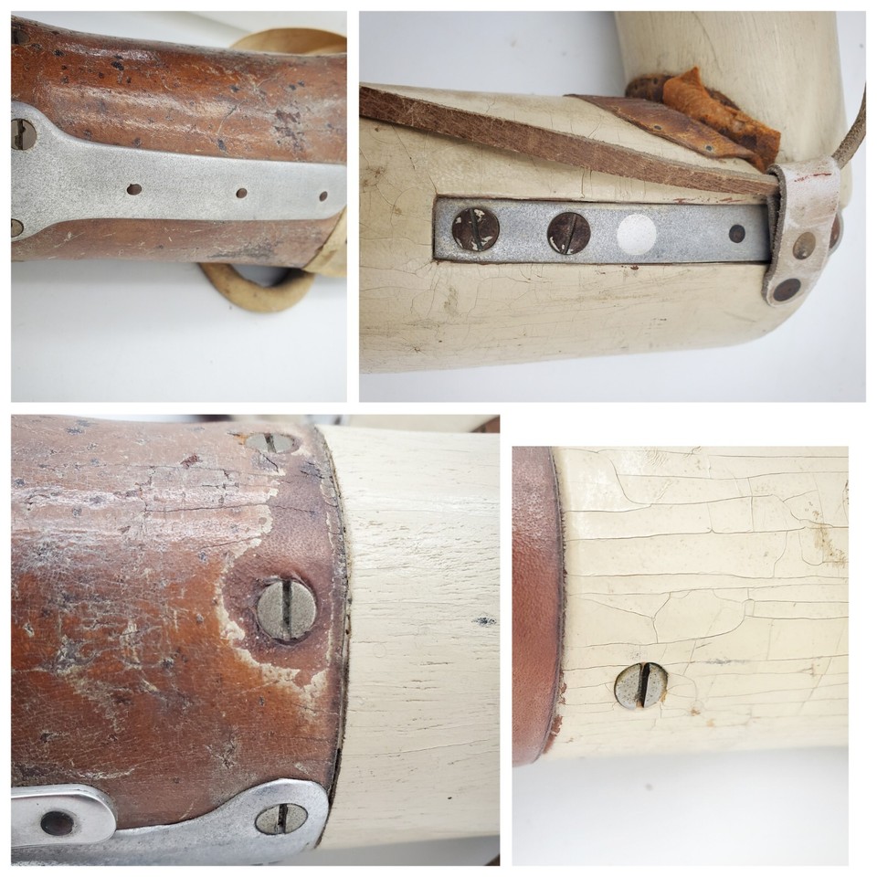 Antique Surgical Medical Leather Wood Prosthetic Arm Hand European ...