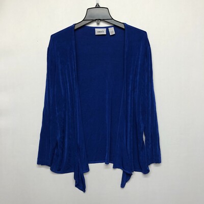 Chico's Travelers Women Open Front Slinky Cardigan Sweater Size 2 Blue ...