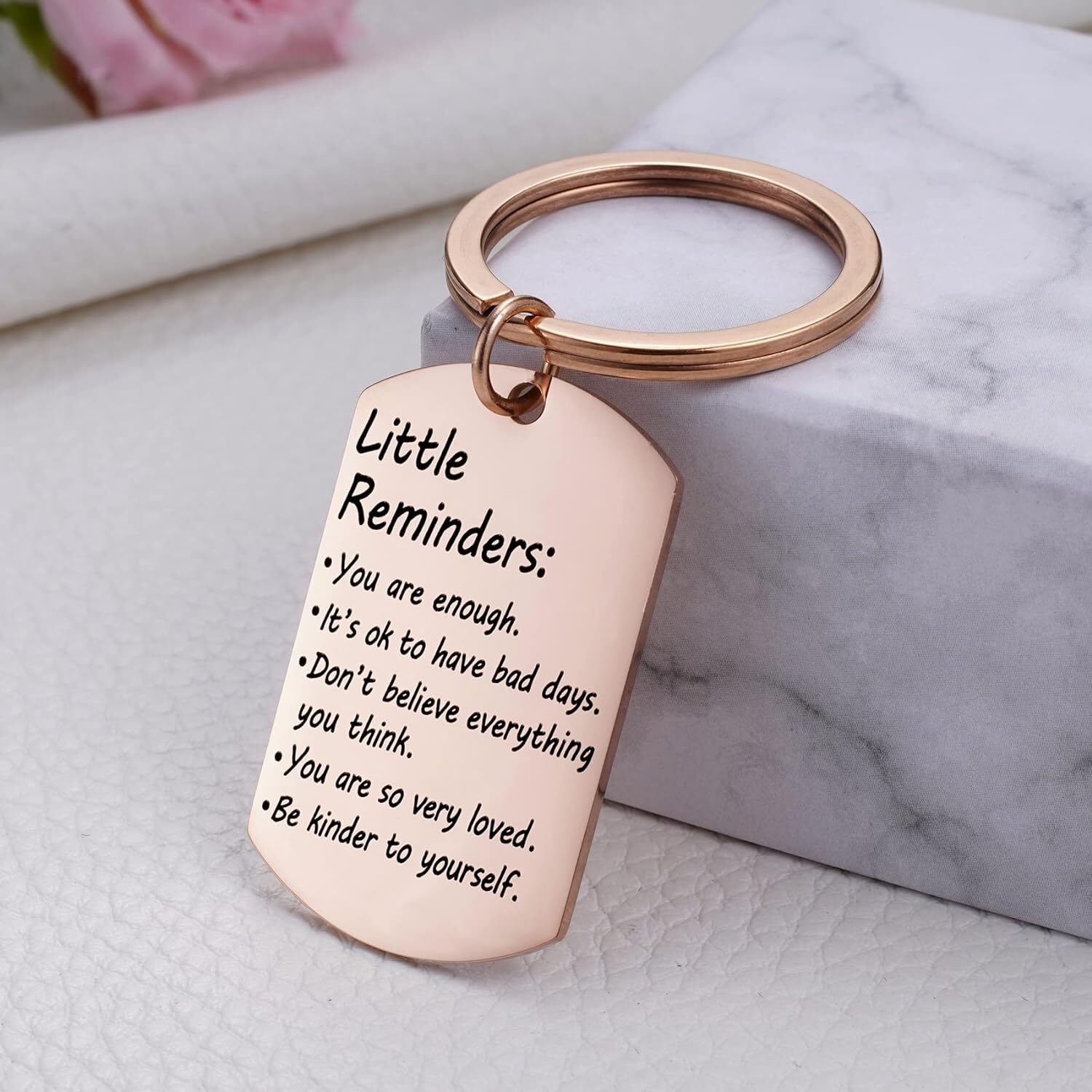 Little Reminders Keychain, Mental Health Gift, You Are Enough Key, Rose ...