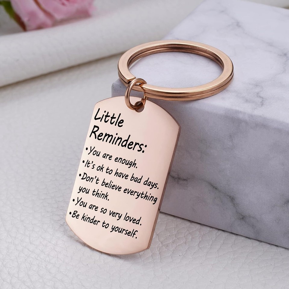 Little Reminders Keychain, Mental Health Gift, You Are Enough Key, Rose ...
