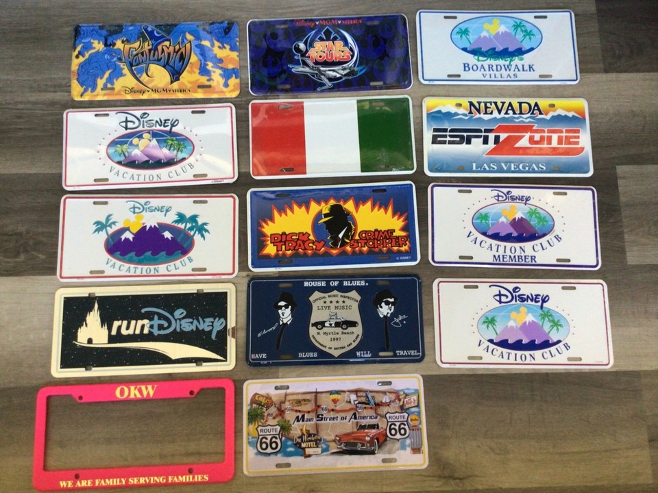 WALT DISNEY WORLD LICENSE PLATE SIGN PROP VINTAGE SET 14 different | eBay