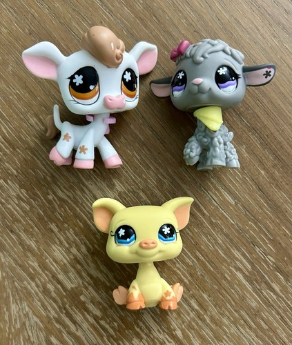 Littlest Pet Shop Petting Zoo LPS #475 Yellow Pig #476 Cow #477 Gray ...