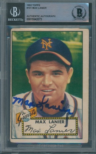 1952 Topps #101 Max Lanier Beckett Authentic Signed *2073 | eBay