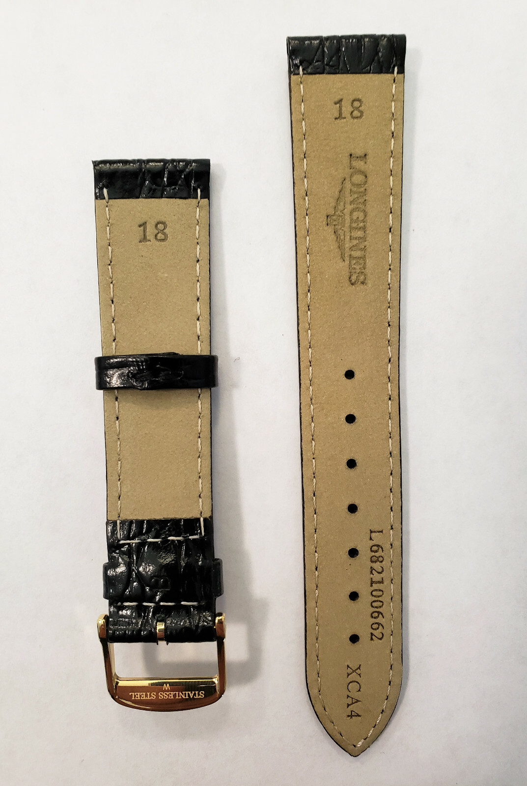 Original Longines 18mm L682100662 Black Leather Watch Band Strap w ...