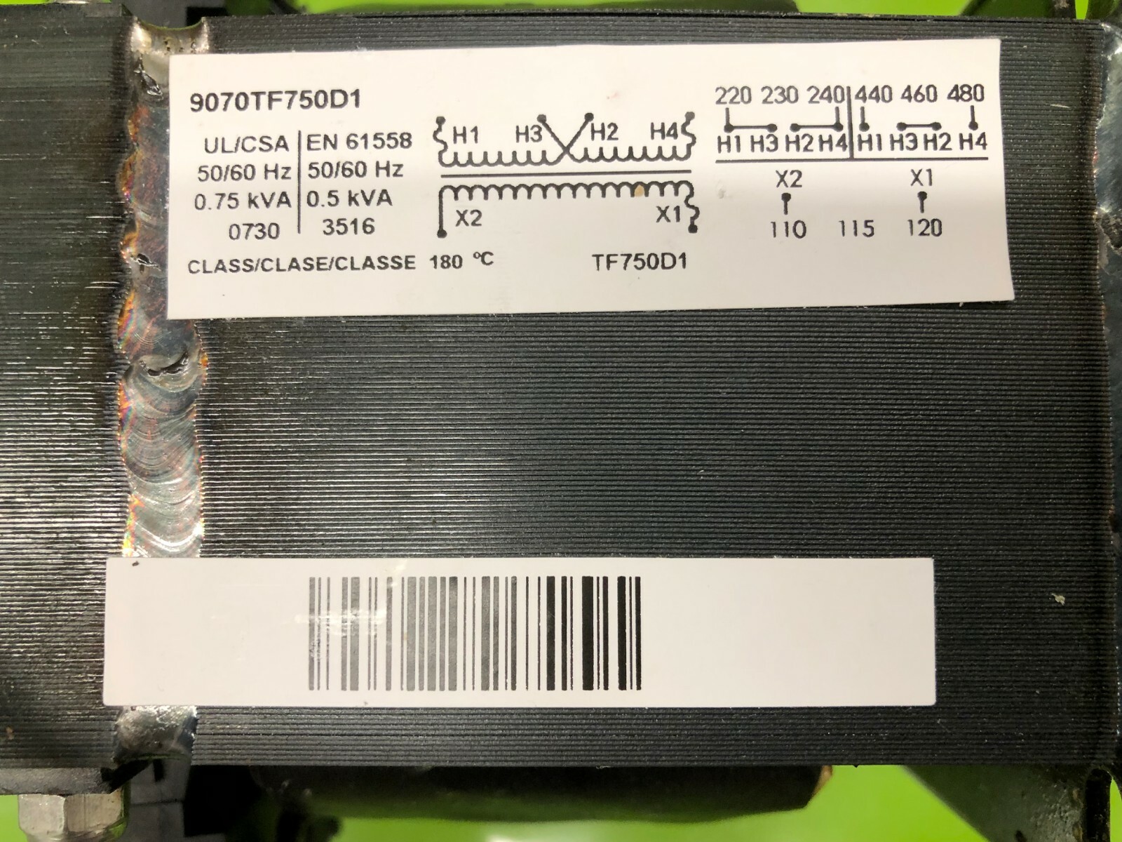 Square D 9070TF750D1 Industrial Control 0.75kVA Transformer w/30A Fuse ...