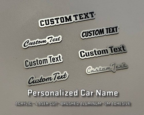 Custom Engraved Car Name Emblem Badge - BRUSHED SILVER - Customized ...