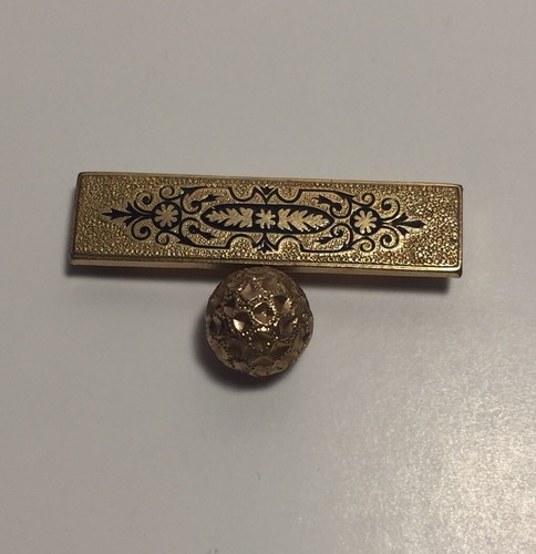 Antique Victorian Yellow Gold Filled Ornate Black Enamel Dangle Pin | eBay