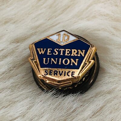 Vtg Western Union 10 Year Employee Service Award 10k GF Screwback Pin ...