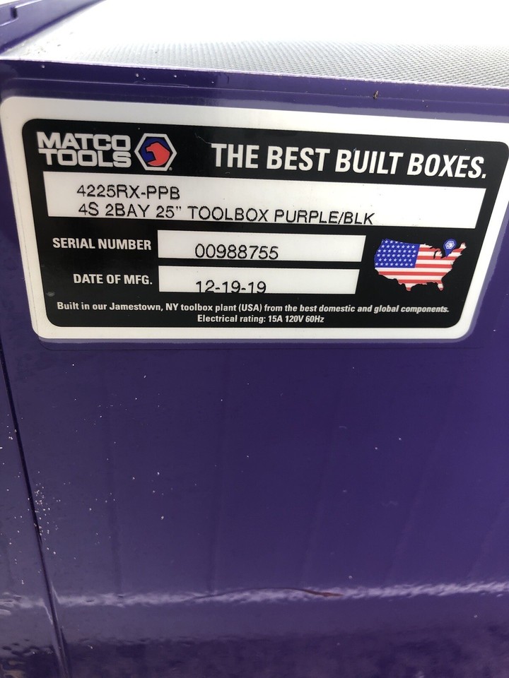 Matco 4s Toolbox Purple 2 Bay 2019, 56”x42”x25” Clean Nice | eBay