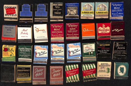 Group of 32 Mostly Empty Front Strike U.S. Hotels Matchbooks w ...