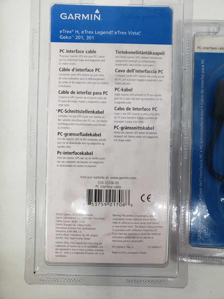 2 ea. Garmin GPS PC Interface Cable New Old Stock Sealed 010-10206-00 ...