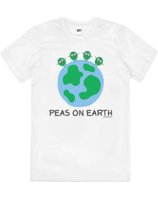 Peas on Earth Funny Peace Parody Pun Cotton T-Shirt Unisex Tee White ...